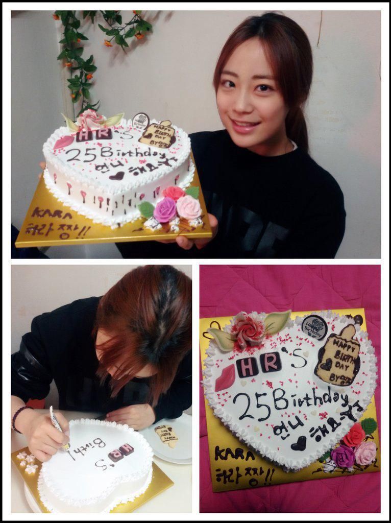 KARA's Heo Youngji decorates cake to celebrate Goo Hara's birthday
