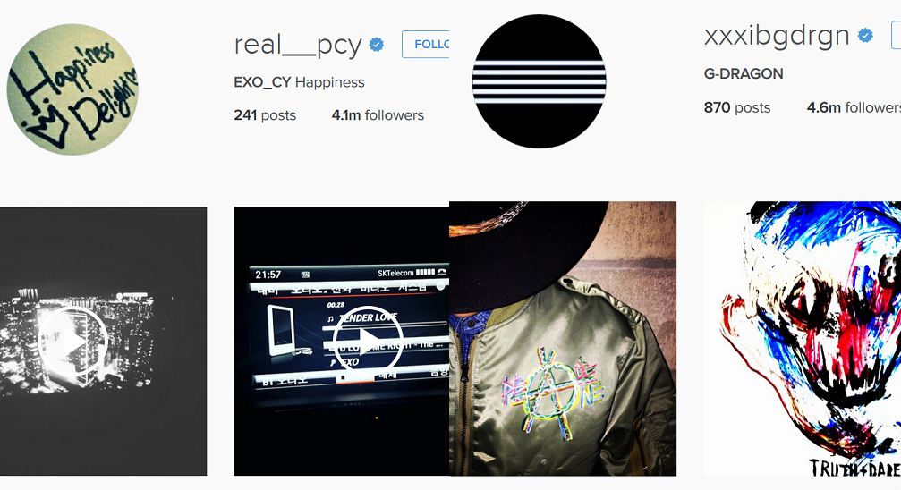 EXO's Chanyeol and BIGBANG's G-Dragon become the kings of Instagram ...