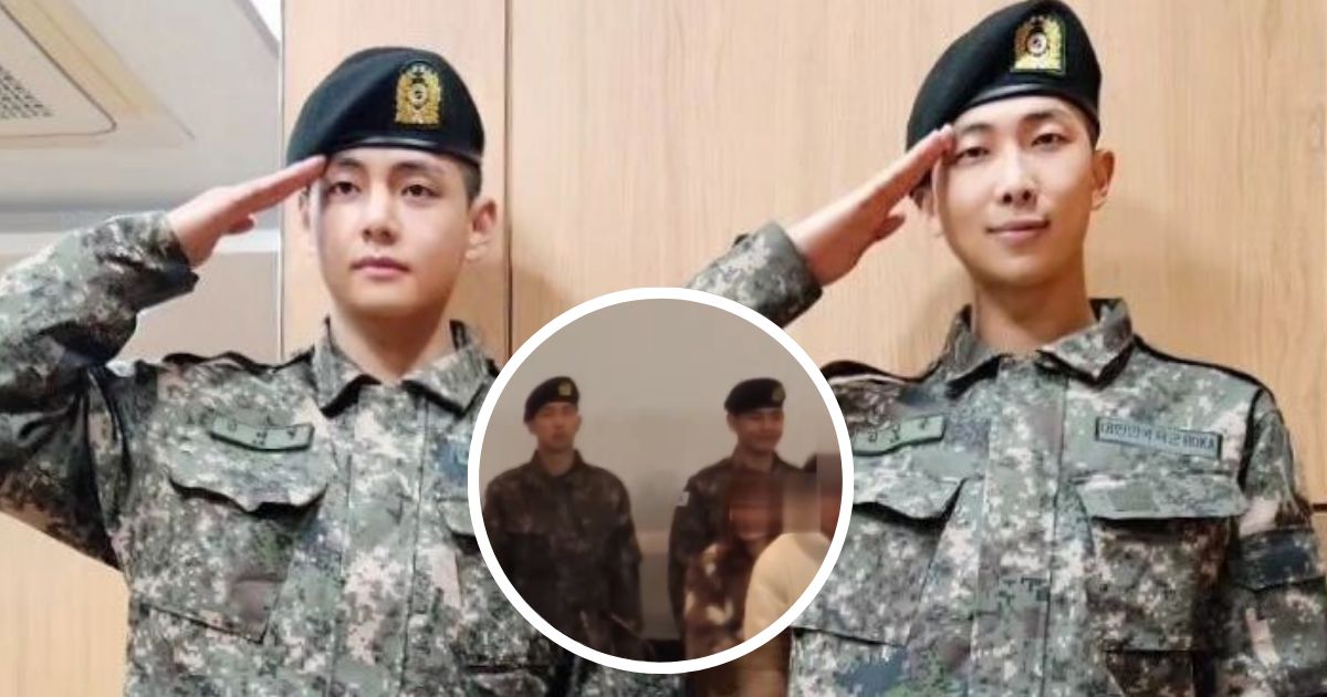 A New Clip Of BTS's V And RM From Their Military Graduation Ceremony Is Going Viral - Koreaboo