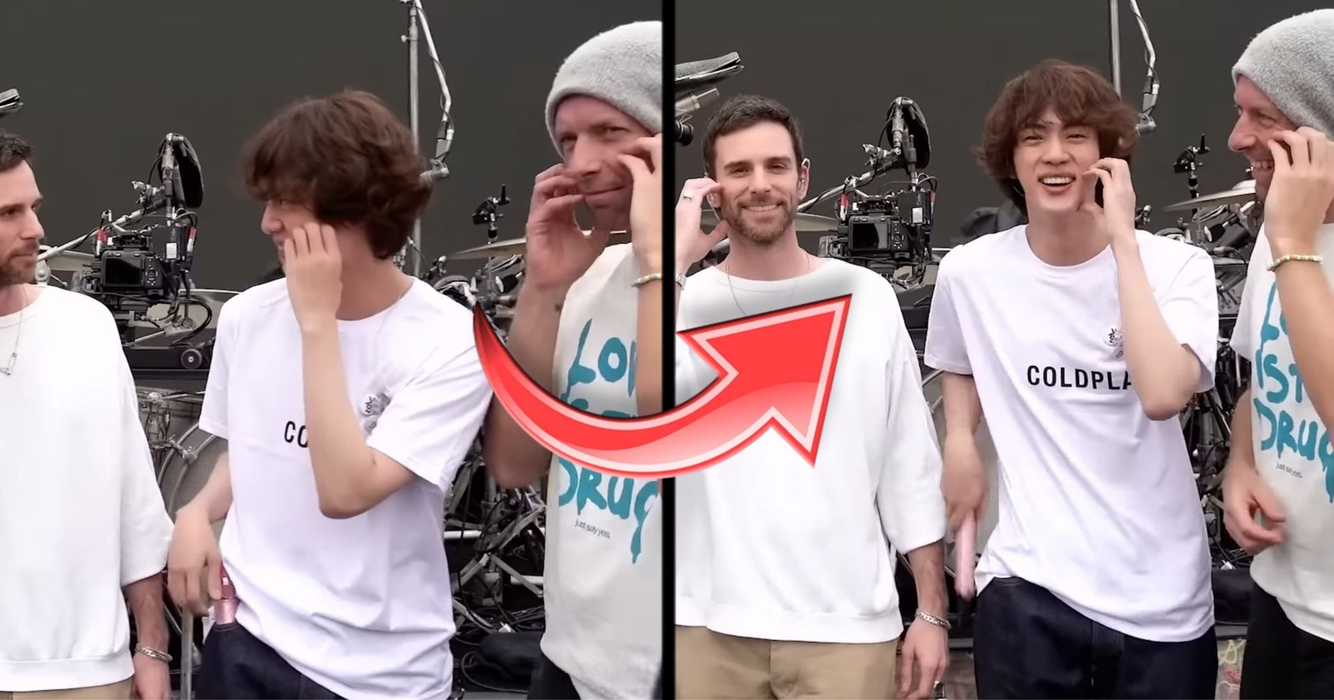 BTS's Jin Teaches Coldplay How To Do Aegyo - Koreaboo