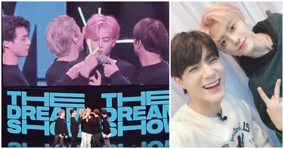 NCT Dream's Jeno Literally Shoved A Lightstick Up Jaemin's Nose Because That's What Friends Do ...
