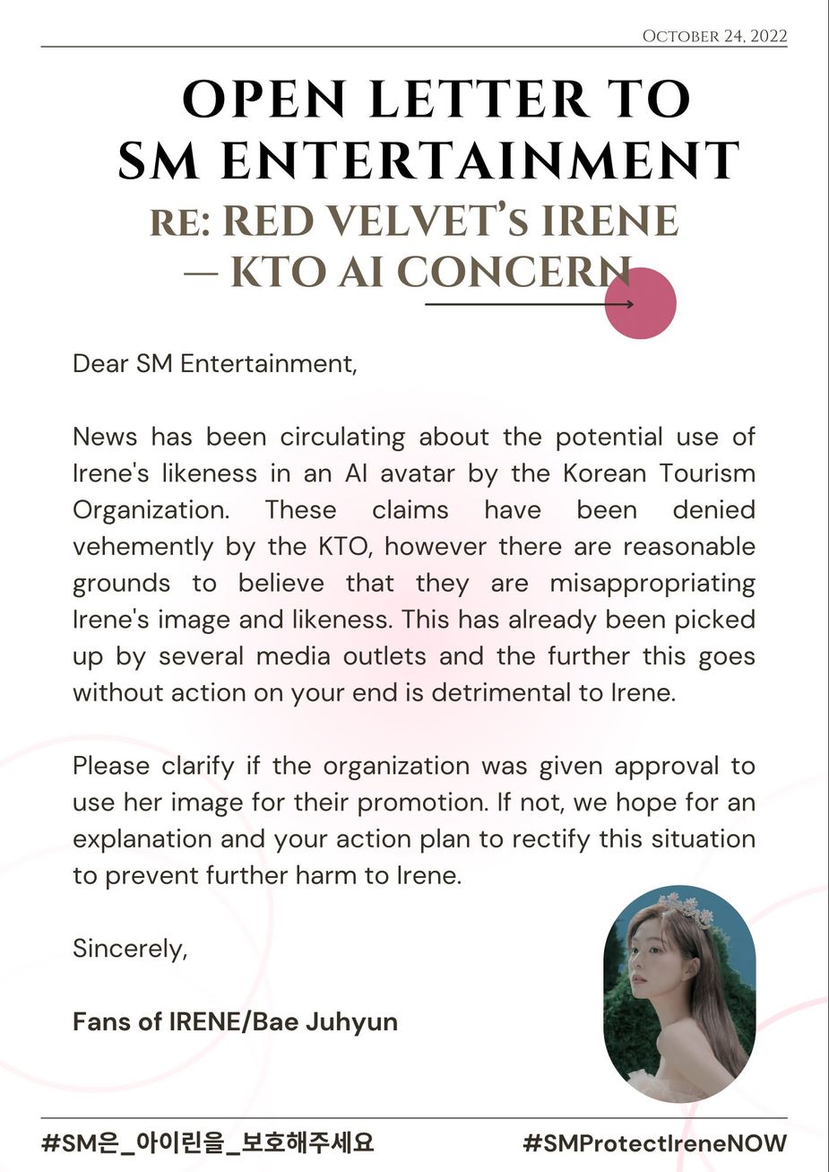 Red Velvet Fans Demand SM Entertainment Take Action To Protect Irene's ...