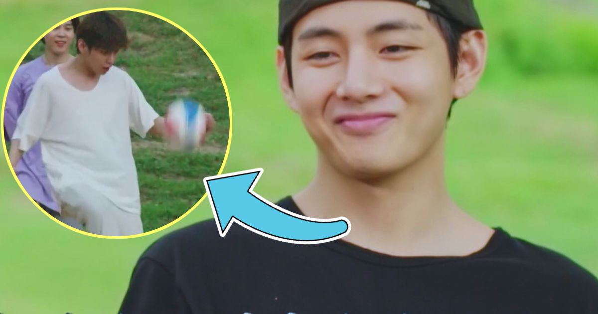 BTS's V Puts The V In "MVP" In a Chaotic Game Of Foot Volleyball - Koreaboo