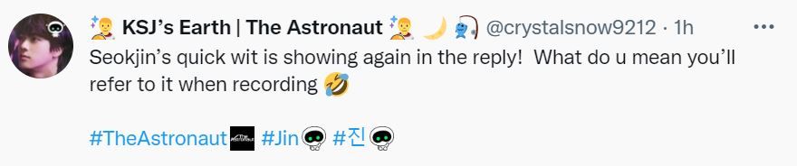 BTS's Jin Has The Wittiest Response To An ARMY Sending Him Lyrics For His Single "The Astronaut ...